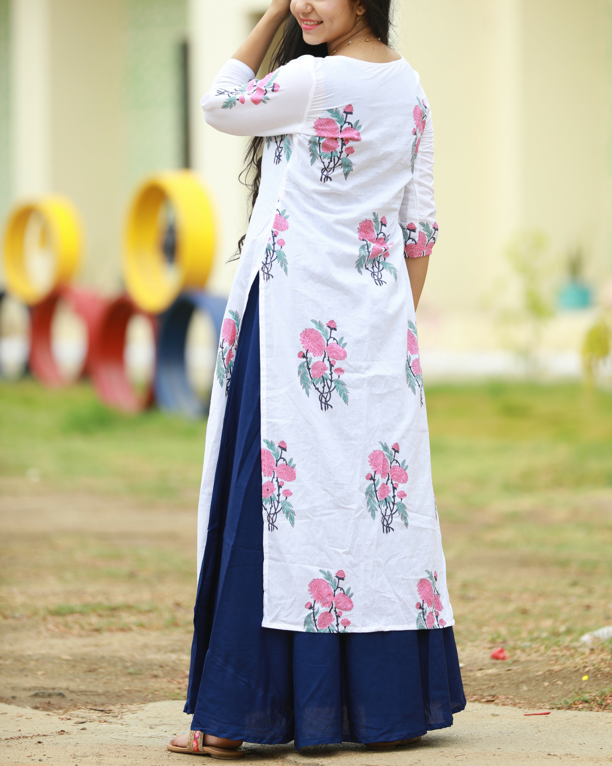 White slit kurta set by Lavanya The Label | The Secret Label