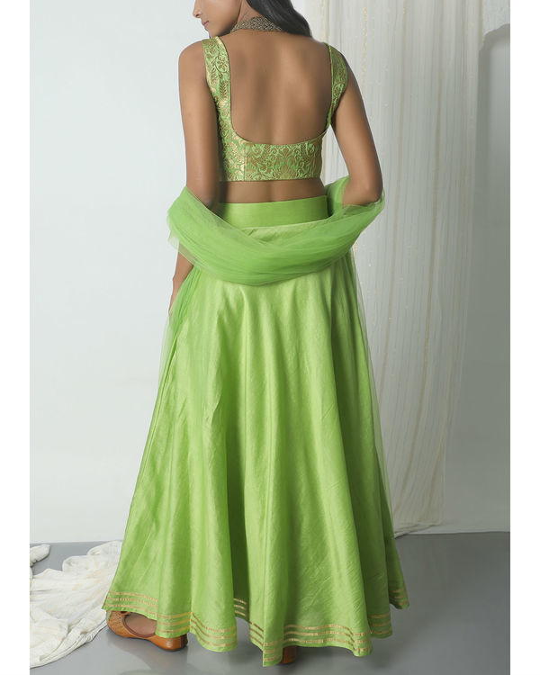 Chartreuse green gota chanderi brocade lehenga set by trueBrowns | The ... Chartreuse green gota chanderi brocade lehenga set by trueBrowns | The ...